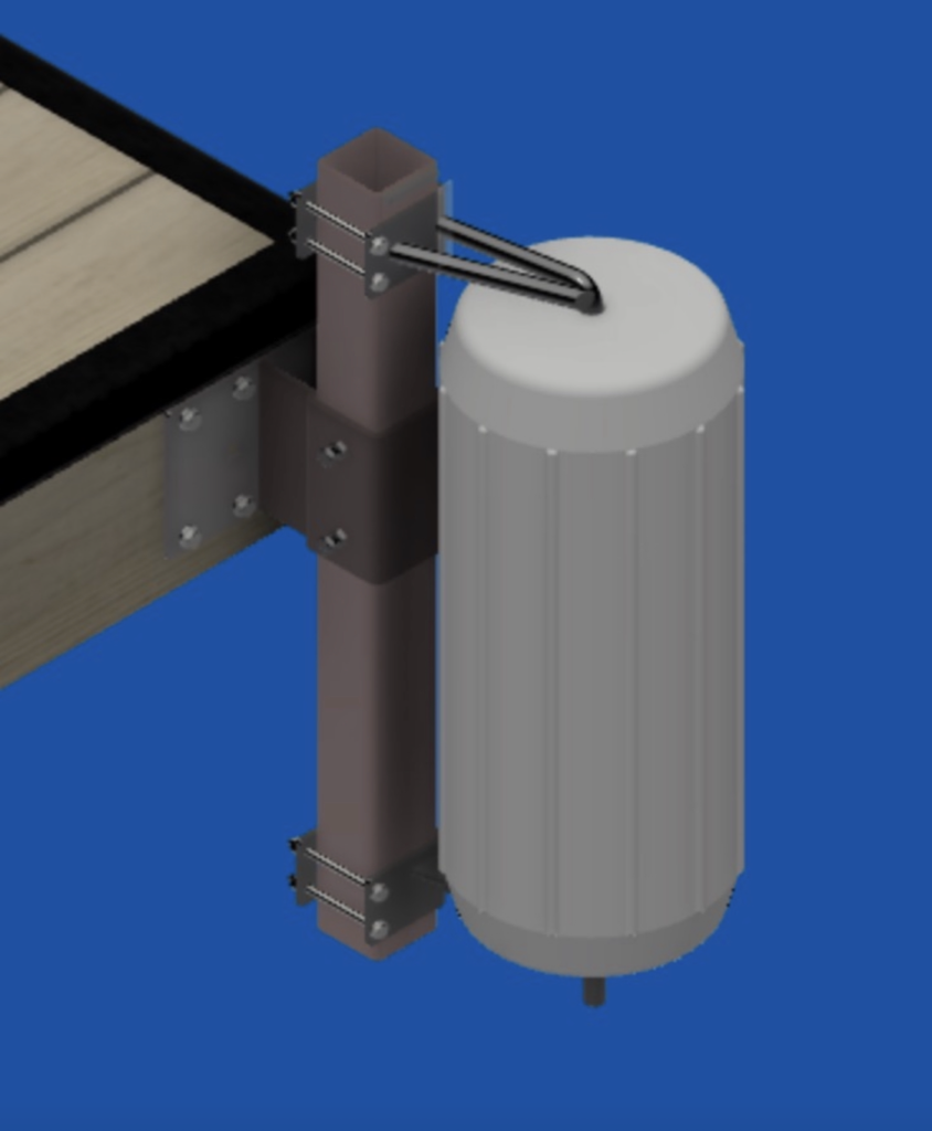 Corner Dock Mount w/soft rotating Polyform Fenders ...